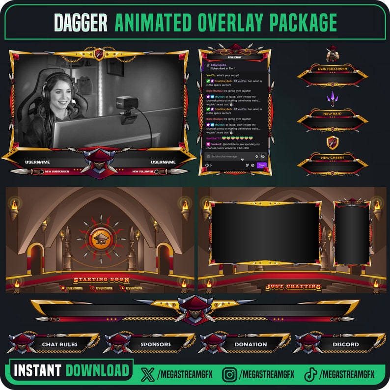 Stream Overlay Package Ninja Overlay Design Thematic Gamer Room ...