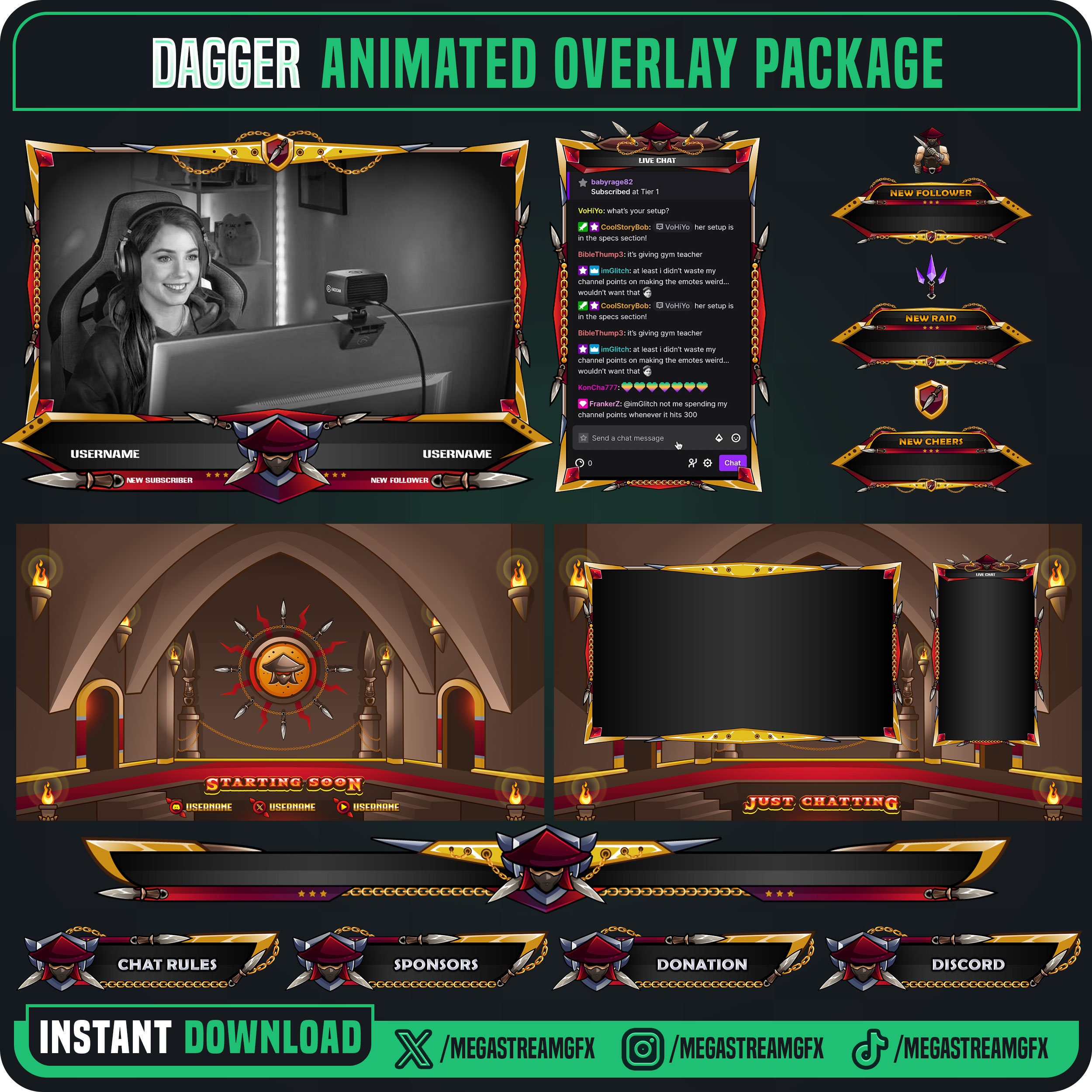 Stream Overlay Package Ninja Overlay Design Thematic Gamer Room ...