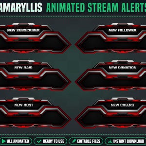 Stream Overlay Package Red Clean Stream Overlays for Twitch, Youtube ...