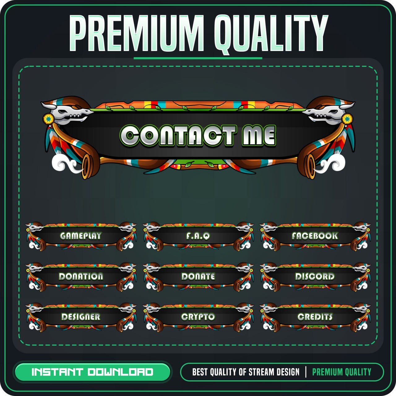 Indian Tribe Theme Panels 50x Indian Tribe Twitch Panels Customize Text ...