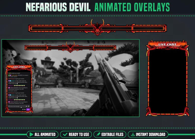 Red Devil Stream Overlay Package Stream Overlay in Horror, Devilish ...