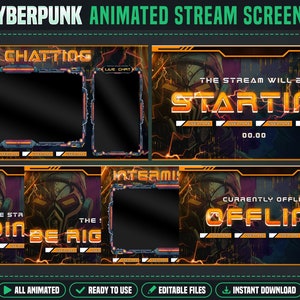 Cyberpunk Stream Overlay Package | Cyberpunk Twitch Package | Cyberpunk ...