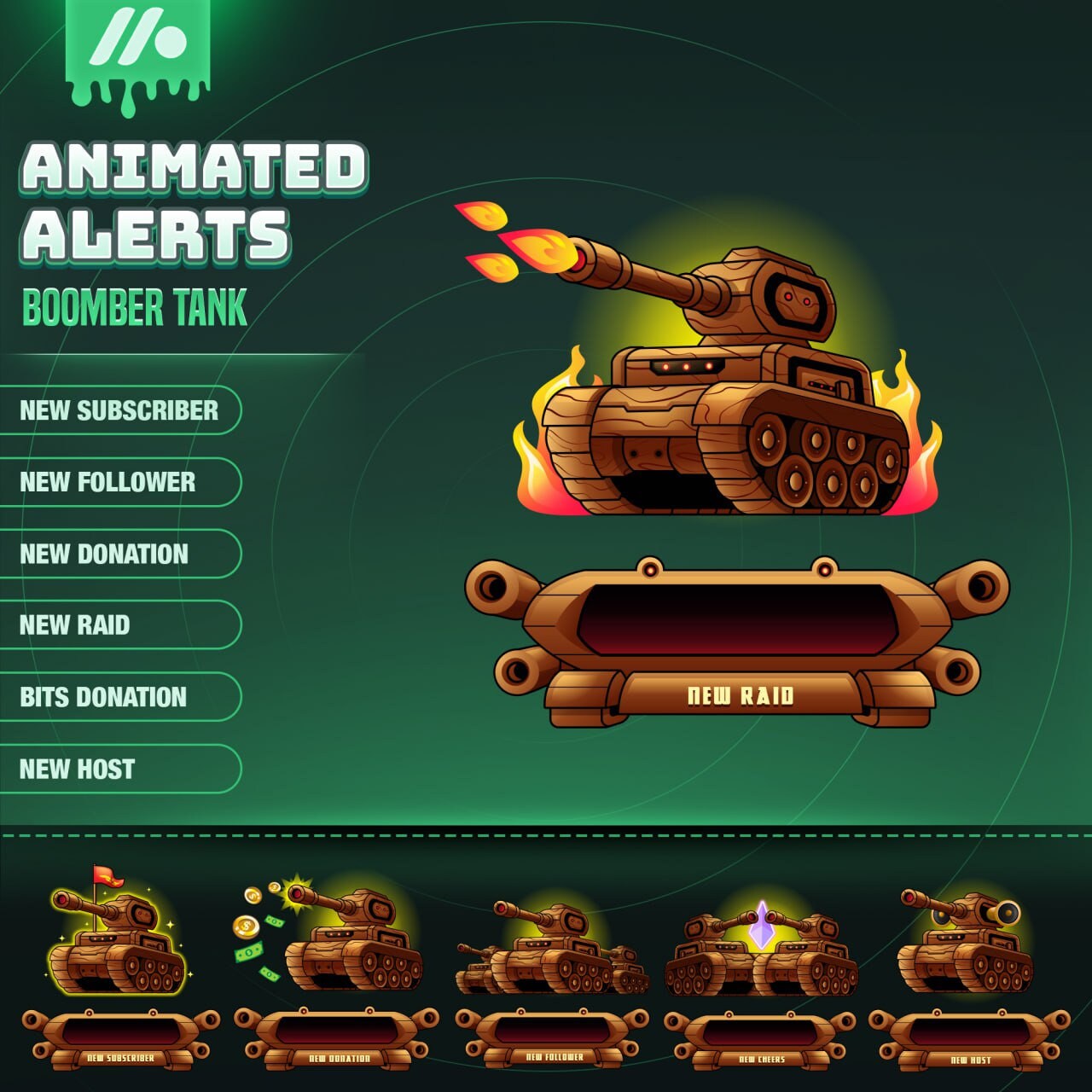 Boomber Tank Alert Pack Vehicle Theme Alert Premade Twitch Alert Stream ...