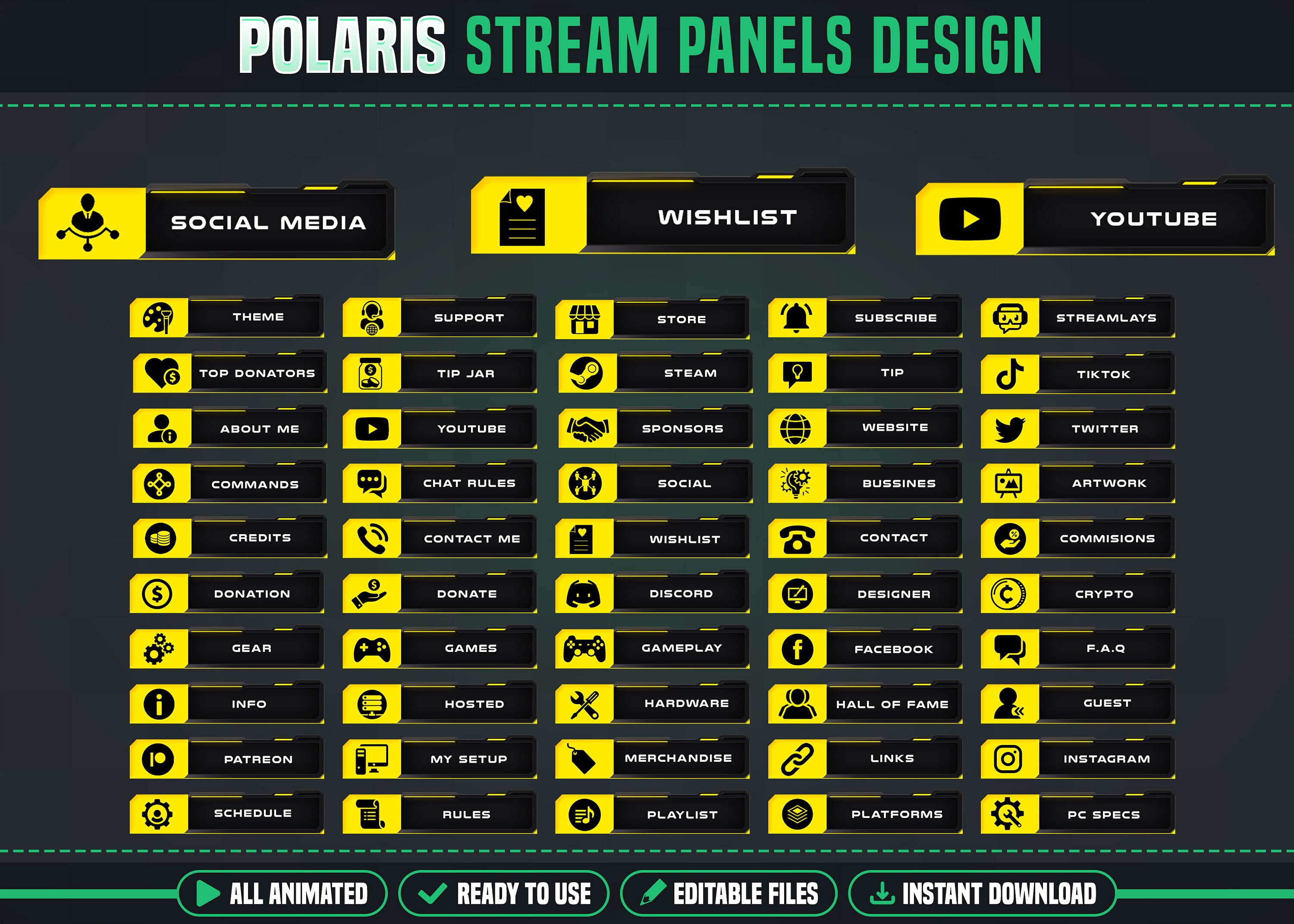 YELLOW Twitch Overlay Package Yellow Overlay Theme Stream Overlay Pack ...