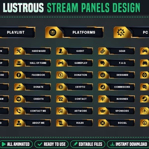 Professional GOLD Stream Overlay I Twitch Overlay I Twitch Panels I ...