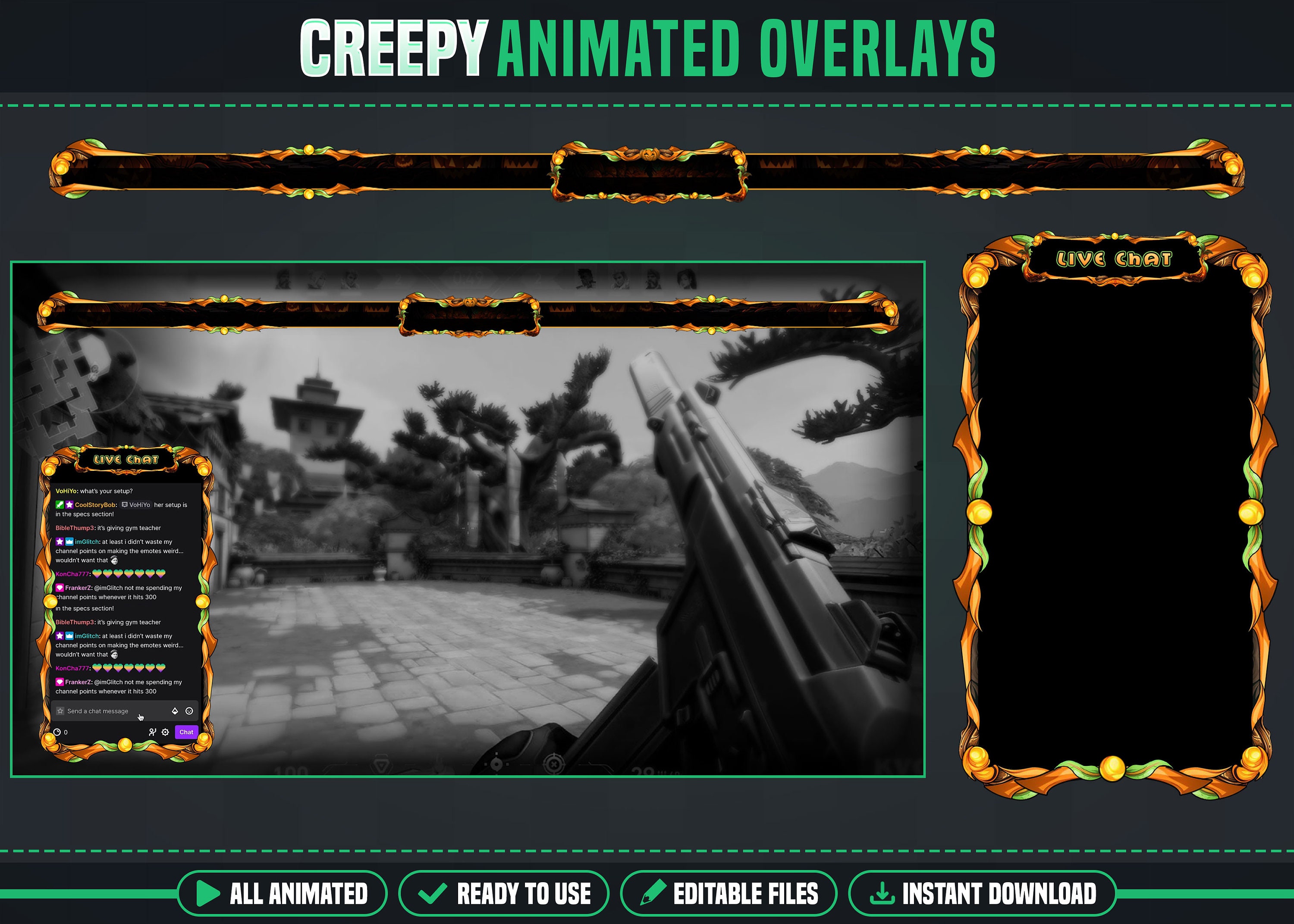 Halloween Theme Stream Overlay Package Creepy Twitch Package Creepy ...