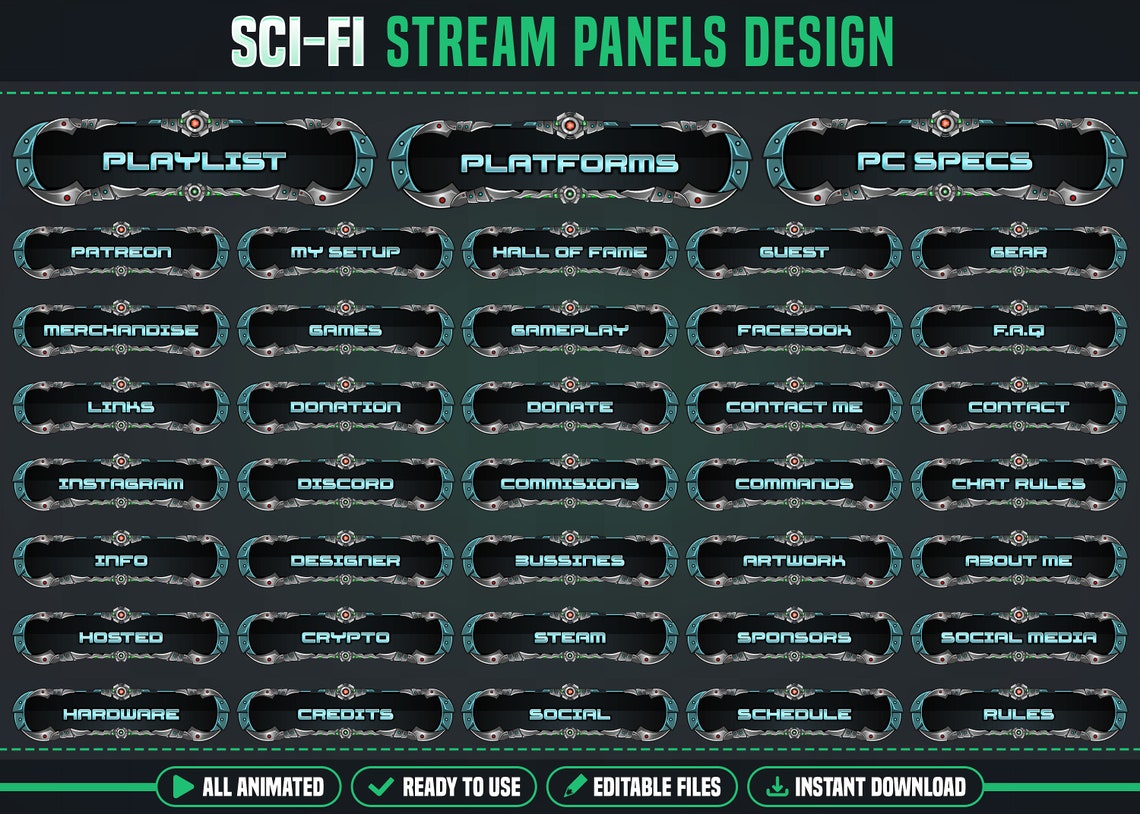 Sci-fi Technology Stream Overlay Package Sci-fi Twitch Overlay Twitch ...