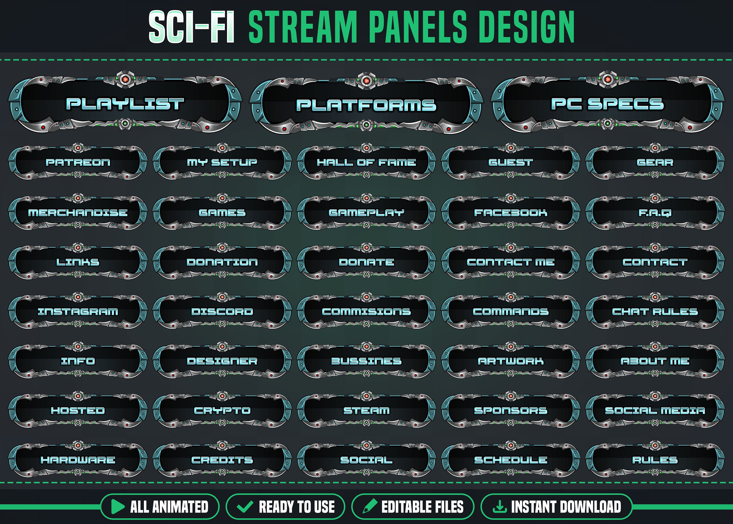 Sci-fi Technology Stream Overlay Package Sci-fi Twitch Overlay Twitch ...