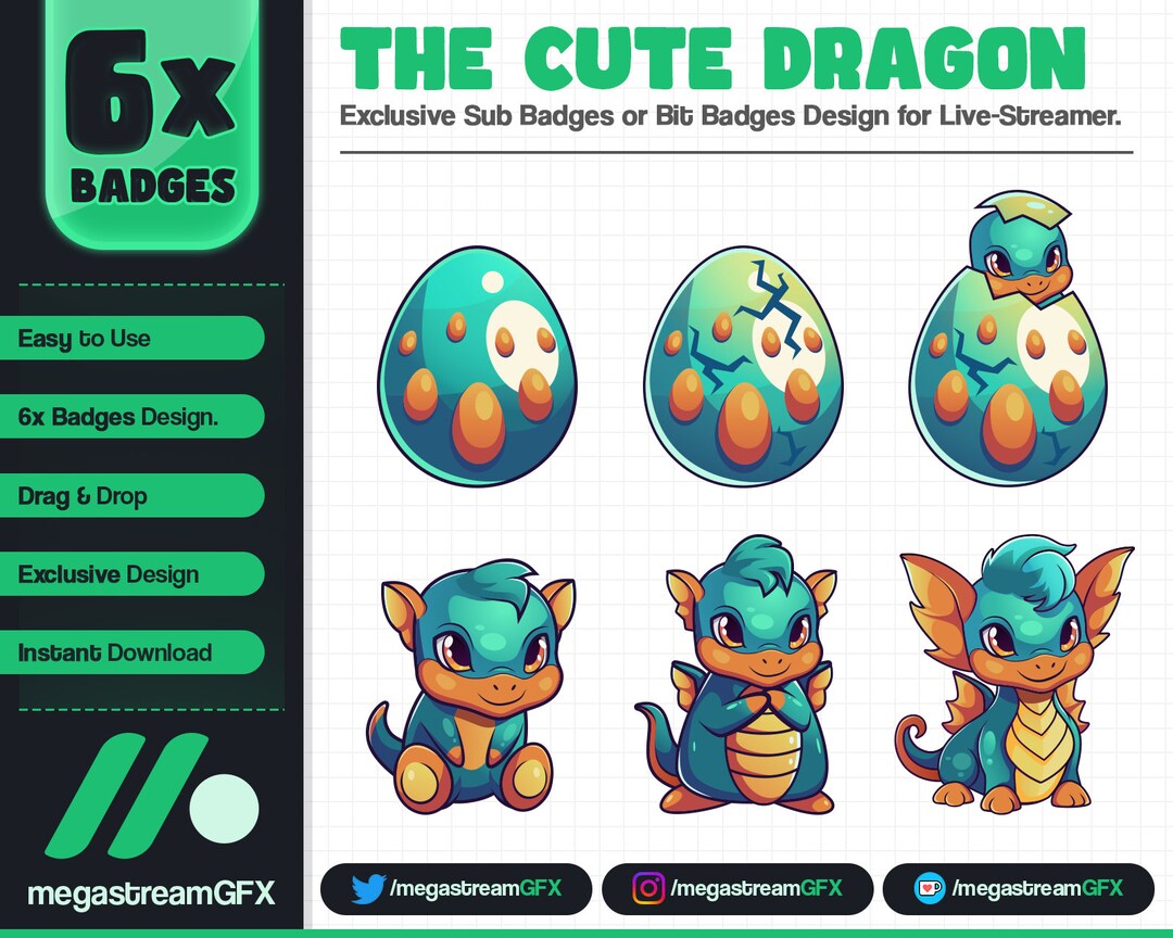Egg Dragon Evolution Badges Cute Badges Dragon Twitch Badges Dragon ...