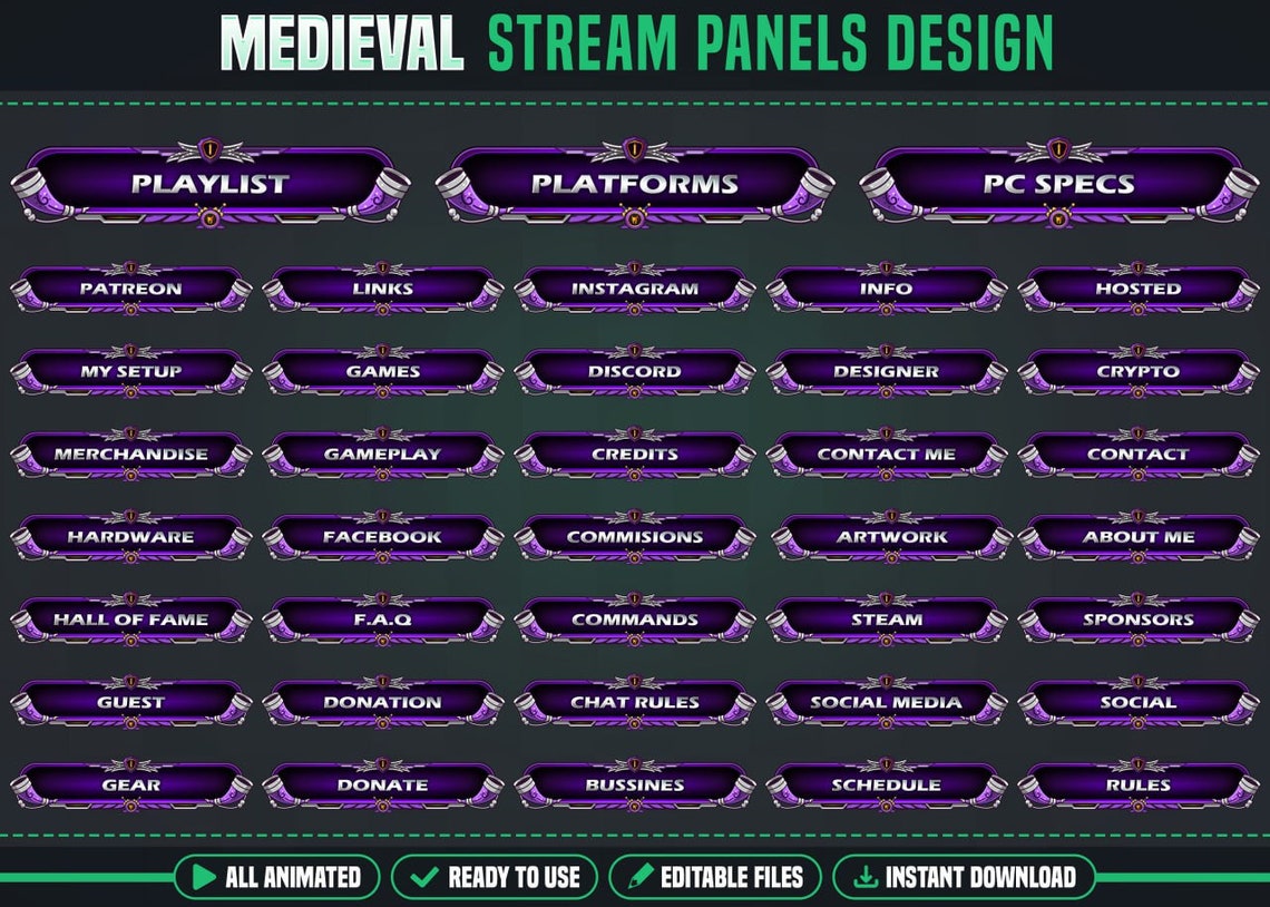 Medieval Stream Overlay Package medieval Twitch Overlay Twitch Webcam ...
