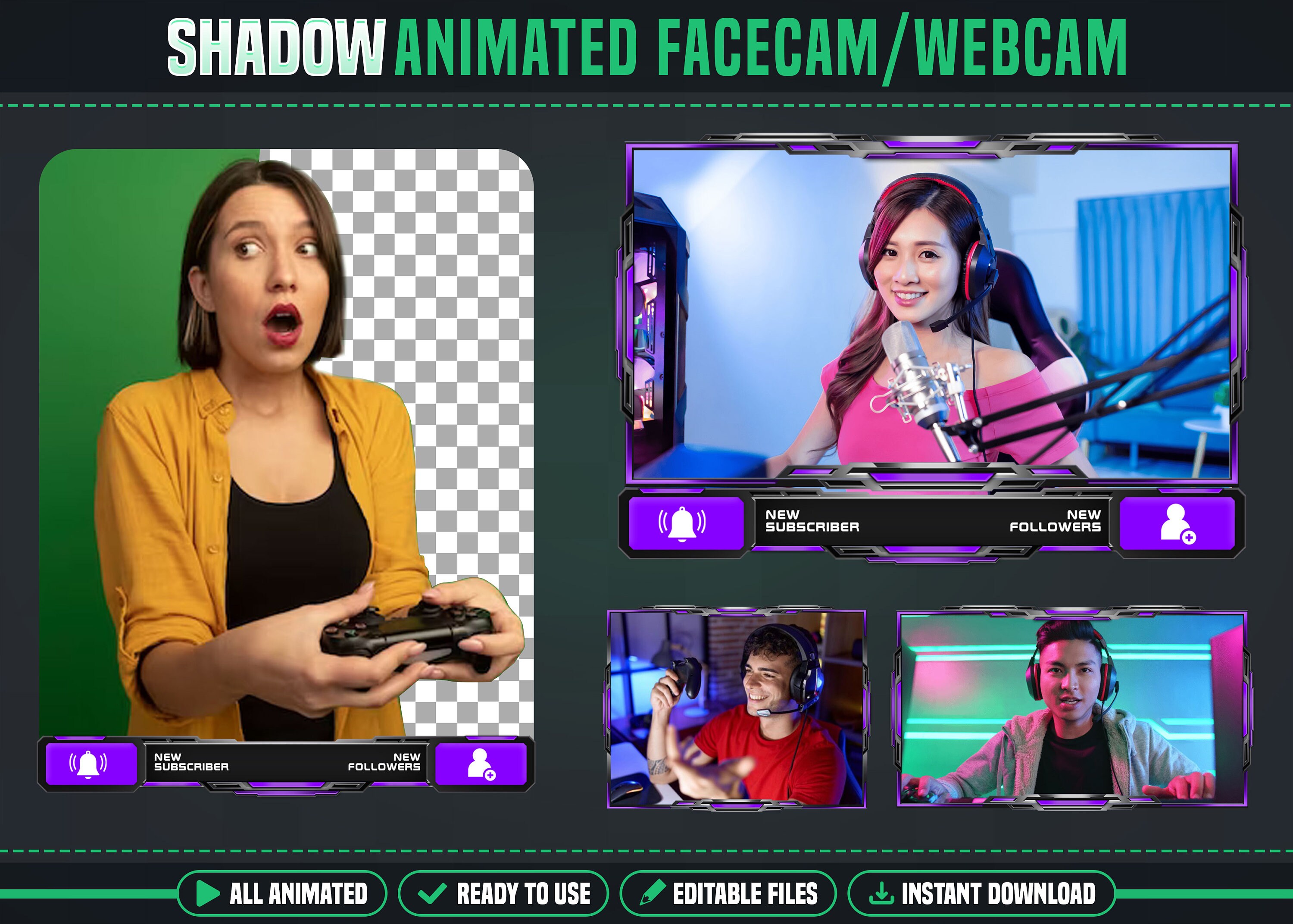 PURPLE Twitch Overlay Package Purple Animated Stream Overlay - Etsy