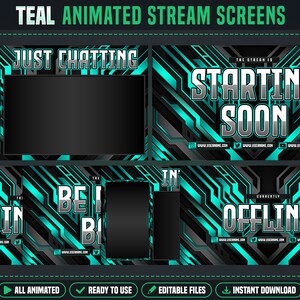 Turqouise Overlay Clean Overlay Stream Overlays Package for Twitch ...