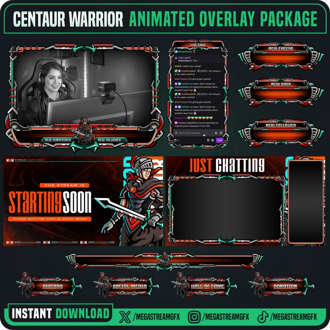 Centaur Warrior Stream Overlay Pack Heroic Fantasy Overlays Overlays ...