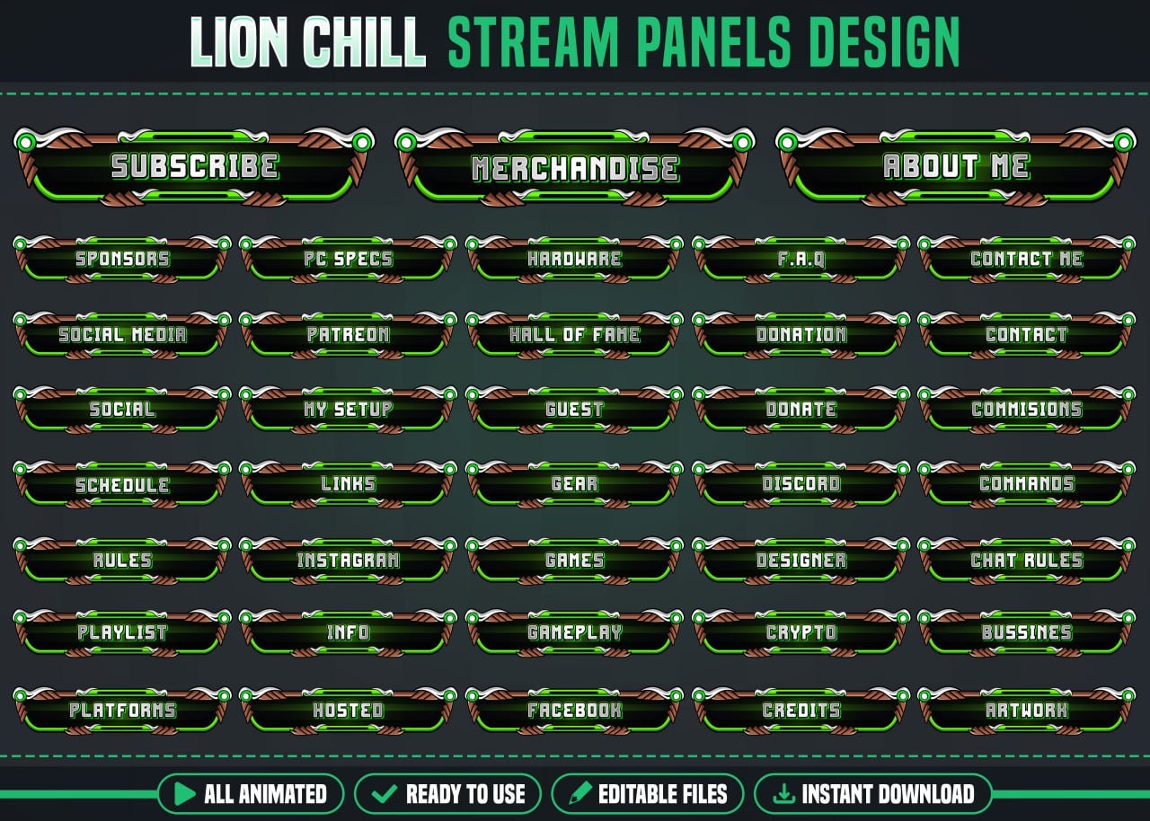Lion Chill Overlay Pack Ape Stream Overlays Overlay for Twitch/dicscord ...