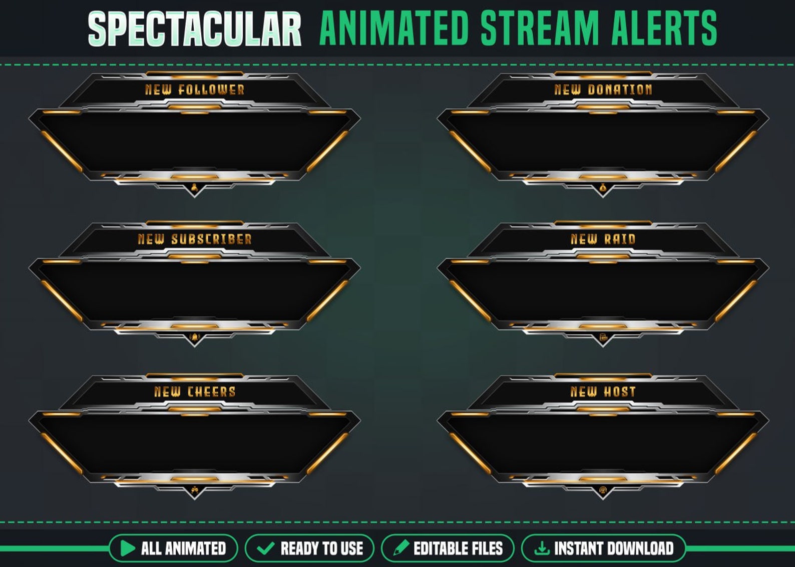 Gold Stream Overlay Package Spectacular Twitch Package Spectacular Kick ...