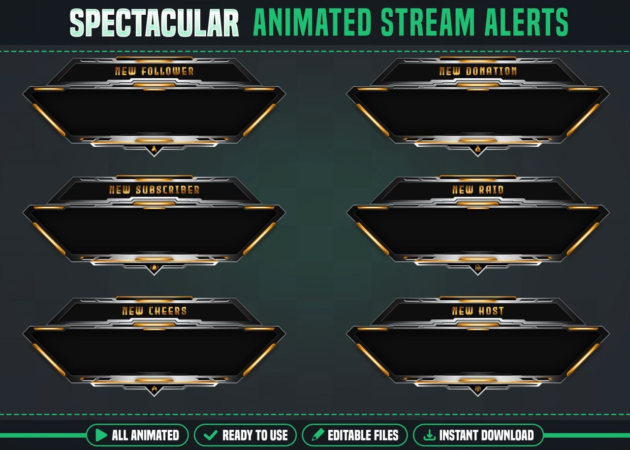 Gold Stream Overlay Package Spectacular Twitch Package Spectacular Kick ...