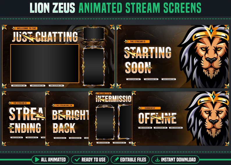 Lion Zeus Stream Overlay Pack - Thematic Overlay - Animal Overlay ...