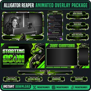 Stream Bundle Alligator Grim Reaper Animal Overlays Overlay for Twitch ...