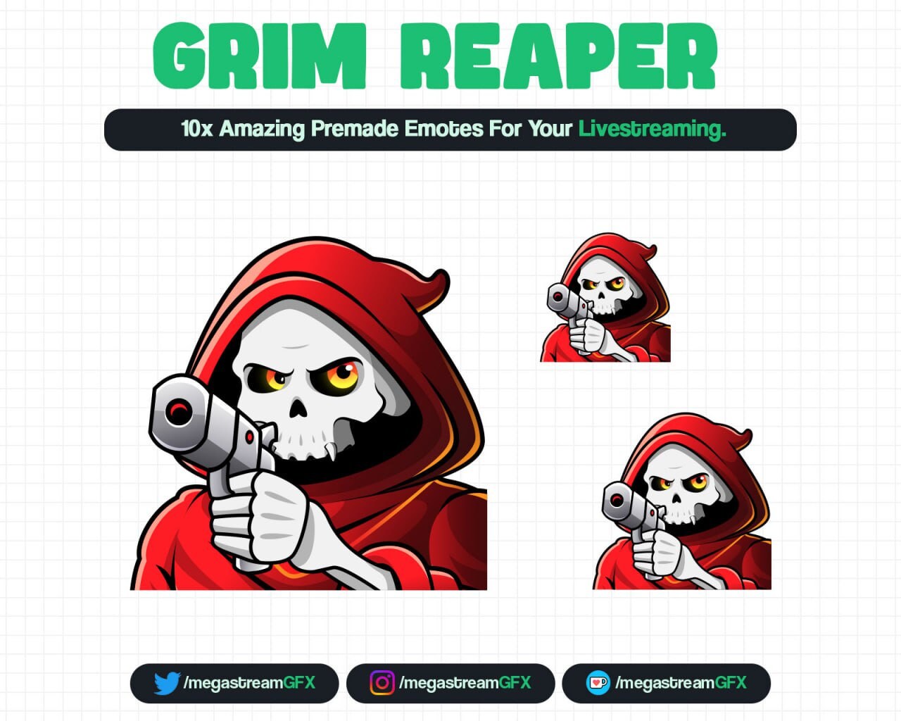 10x Grim Reaper Twitch Emotes Horror Emotes Halloween Twitch Discord ...