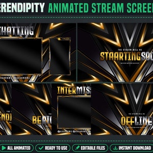 Gold Streaming Overlay | Twitch Overlay I Twitch Panels I Twitch Alert ...