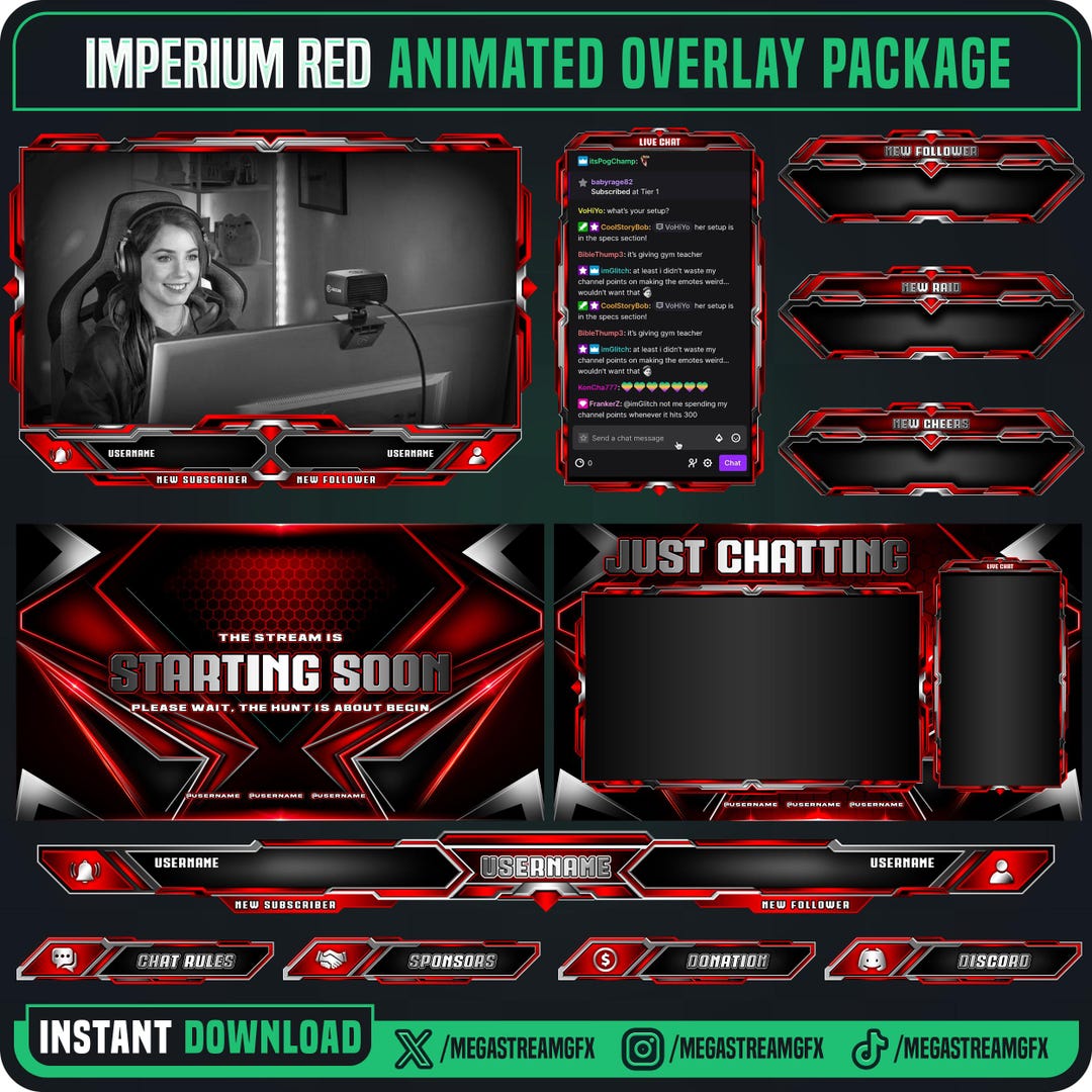 Red Vibes Overlay Clean Overlay Stream Overlays Package for Twitch ...