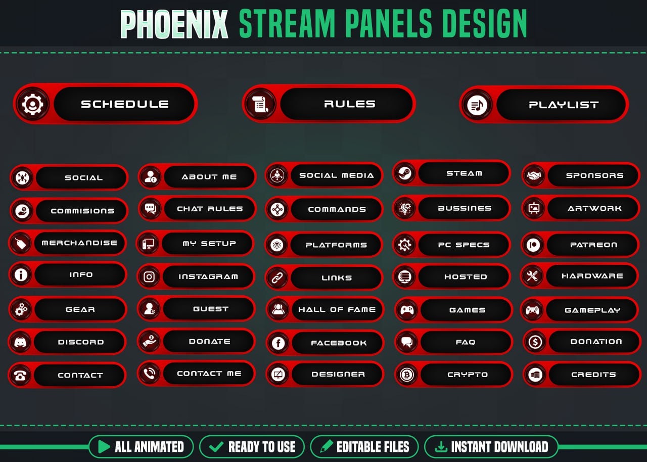 RED Stream Package Red I Twitch Overlay I Twitch Panels I Twitch Alert ...