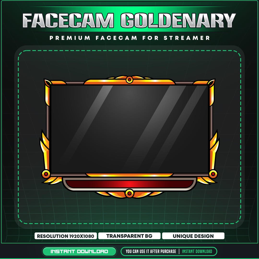 Webcam Overlay With Golden Theme Color and Elegant Camera Border for ...