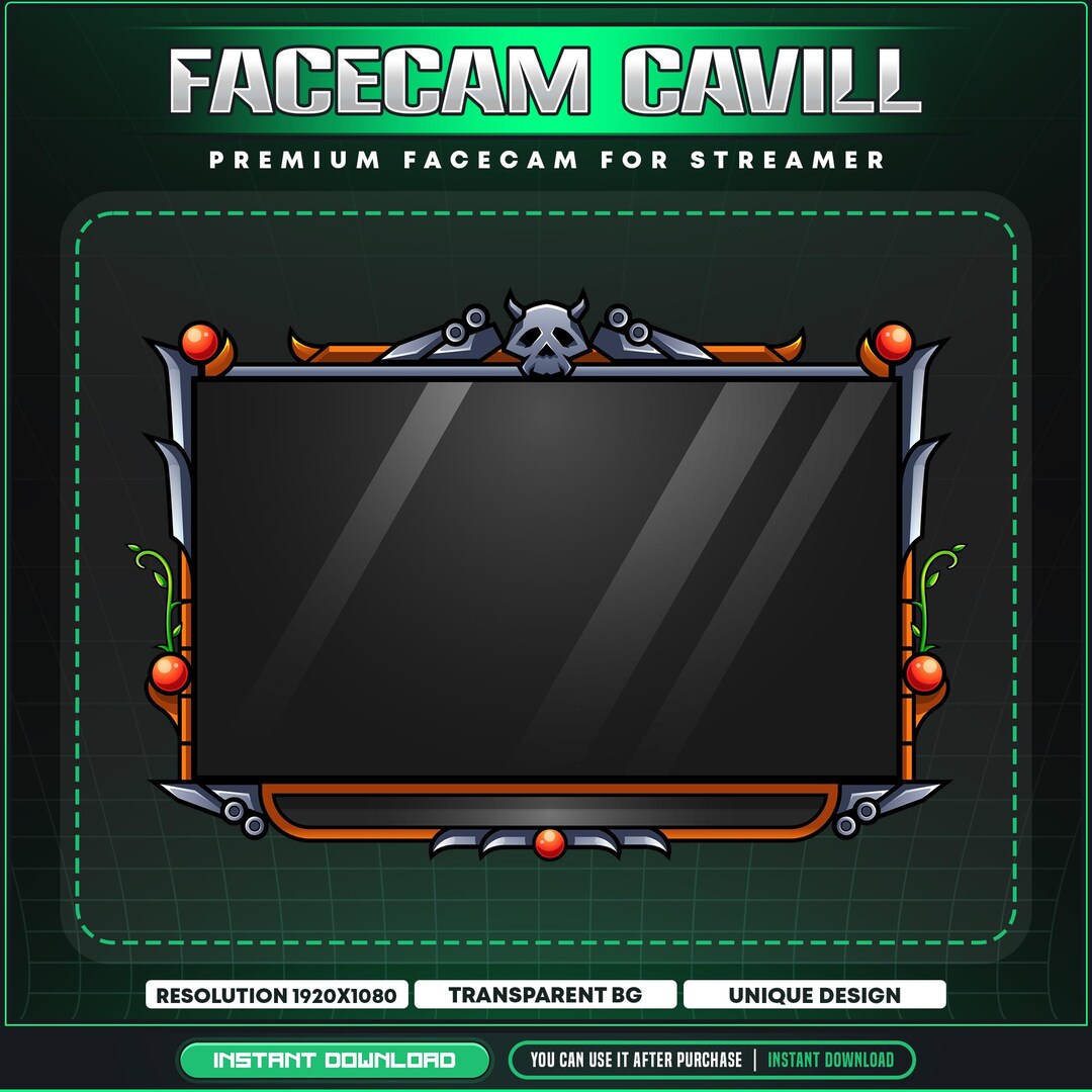 Dark Ages Theme Facecam Camera Border for Streaming Webcam Frames for ...