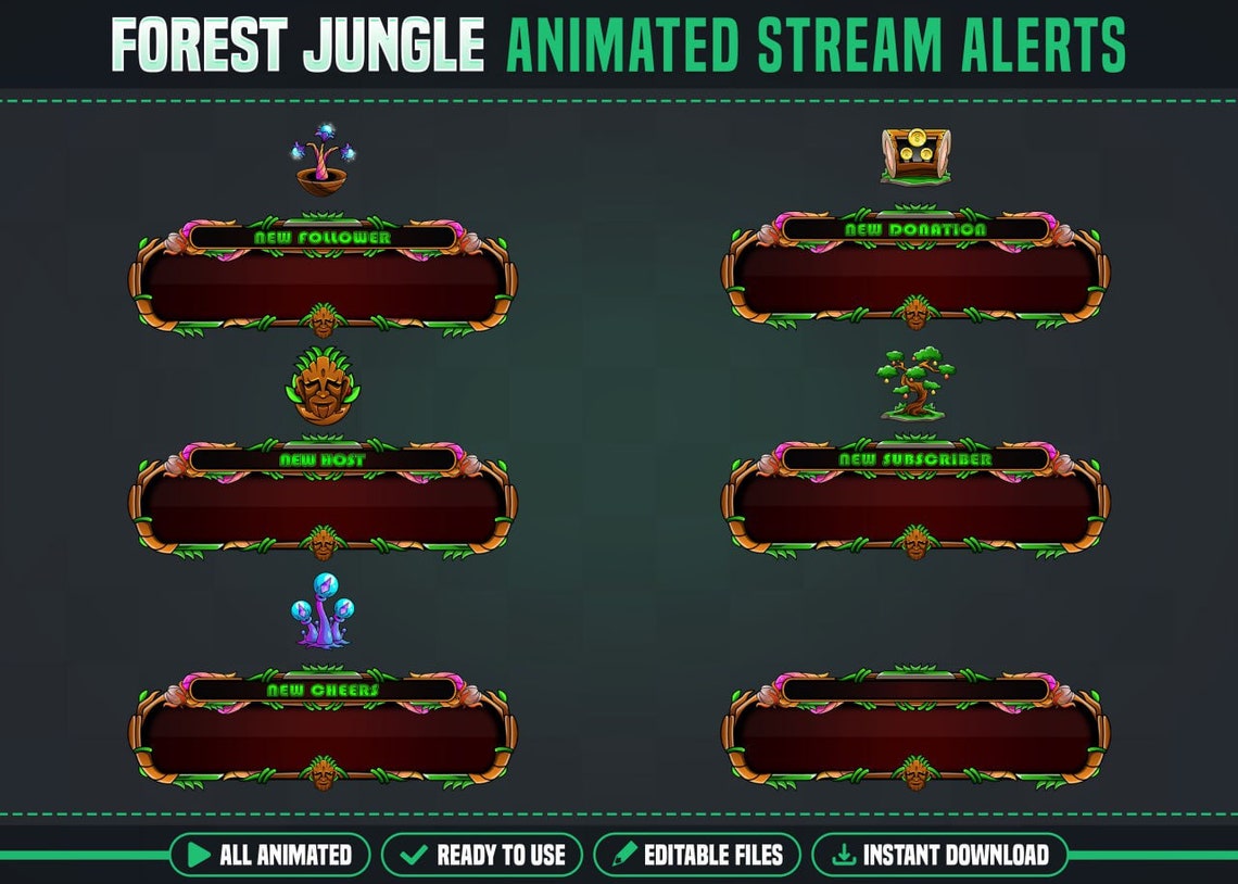 Jungle Forest Stream Overlay Package Nature Twitch Overlay Twitch ...