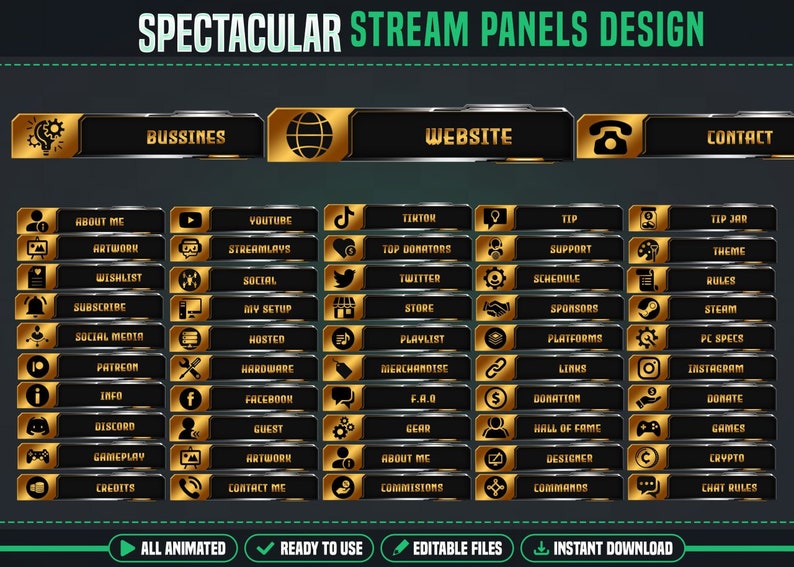 Gold Stream Overlay Package Spectacular Twitch Package Spectacular Kick ...