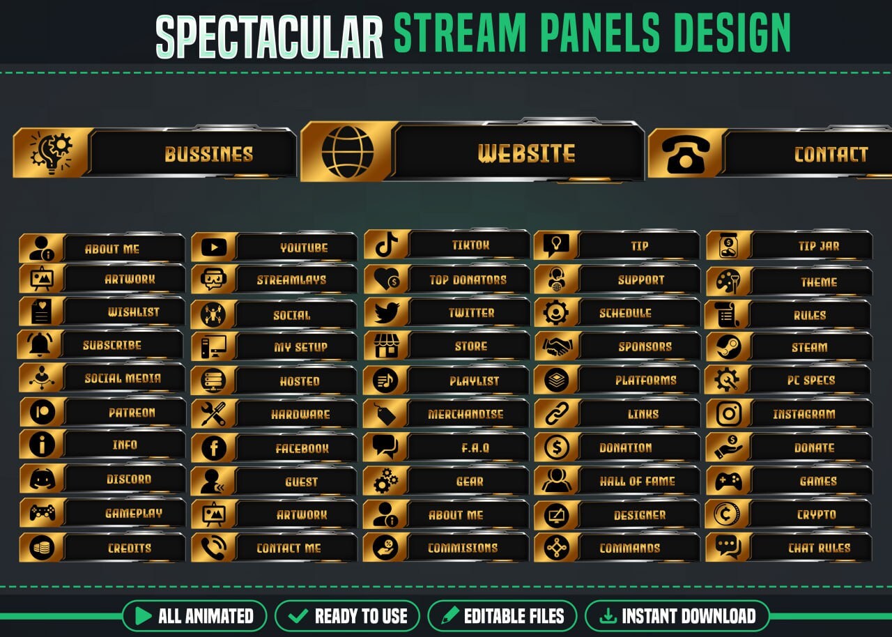 Gold Stream Overlay Package Spectacular Twitch Package Spectacular Kick ...