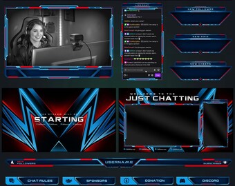 Professional Cyan Stream Overlay I Twitch Overlay I Twitch Panels I ...
