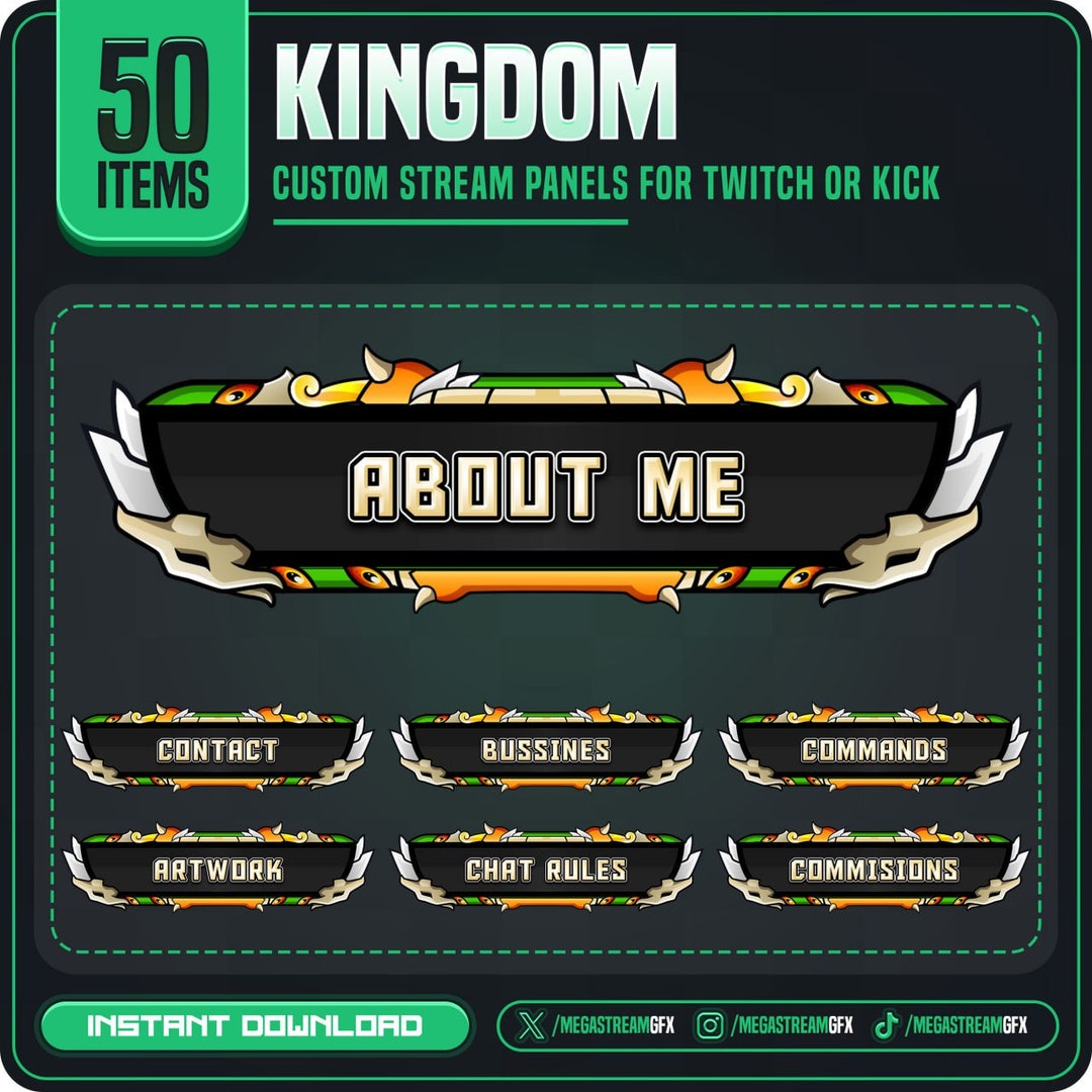 50x Kingdom Theme Panels | Twitch Panels | Customize Text Twitch Panels ...