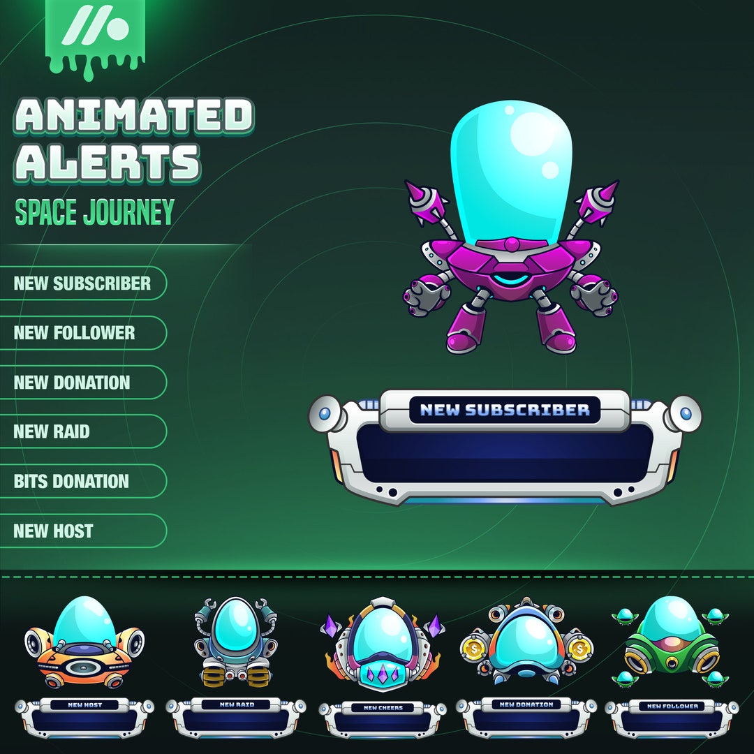 Space Alien Stream Alert Pack Galaxy Theme Alert Premade Twitch Alert ...