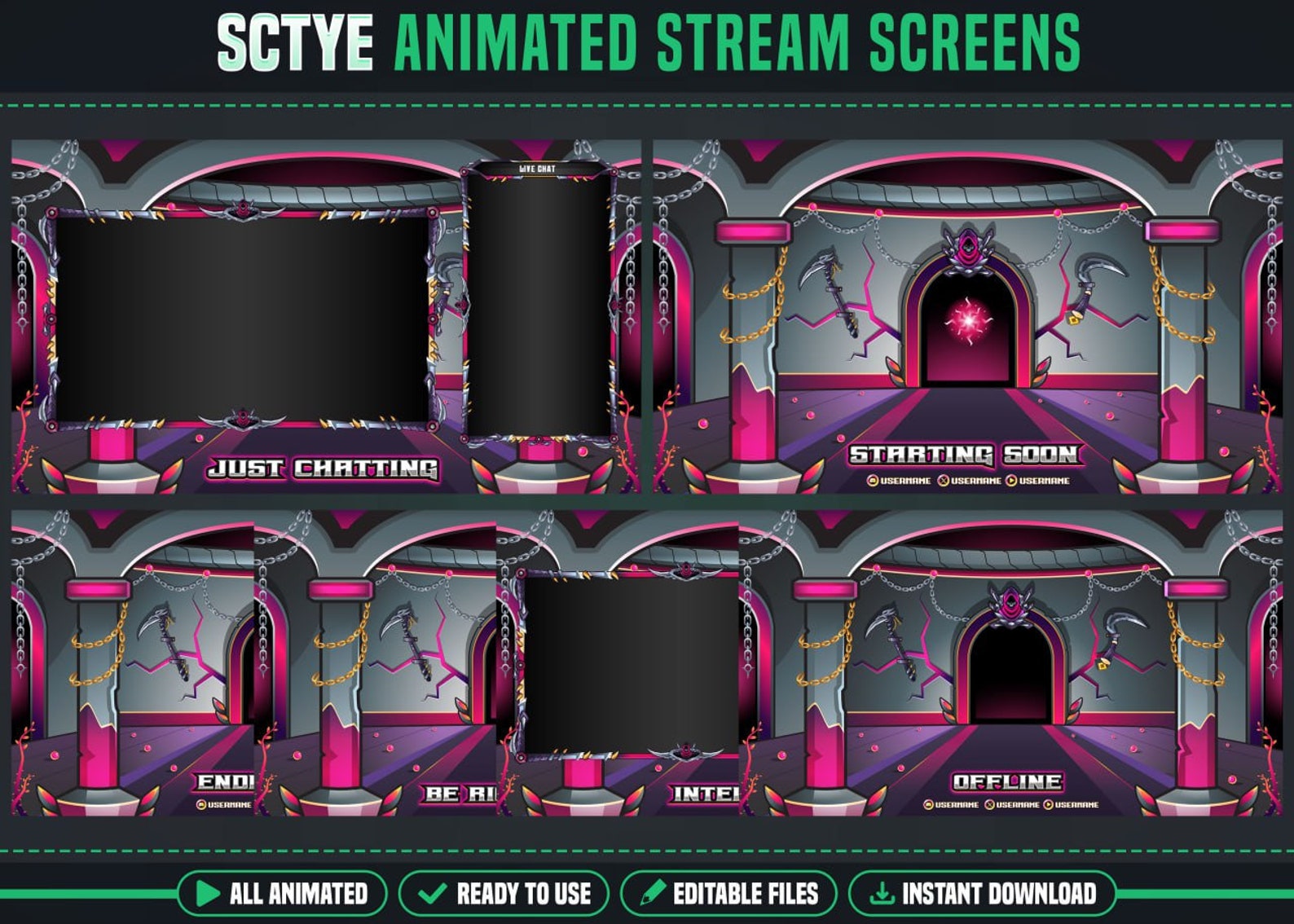 Reaper Theme Stream Overlay Package Horror Twitch Overlay Twitch Webcam ...