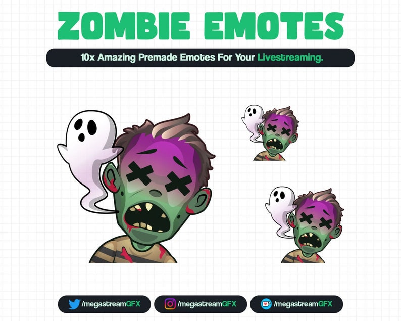 10x Zombie Twitch Emotes Horror Emotes Halloween Twitch - Etsy
