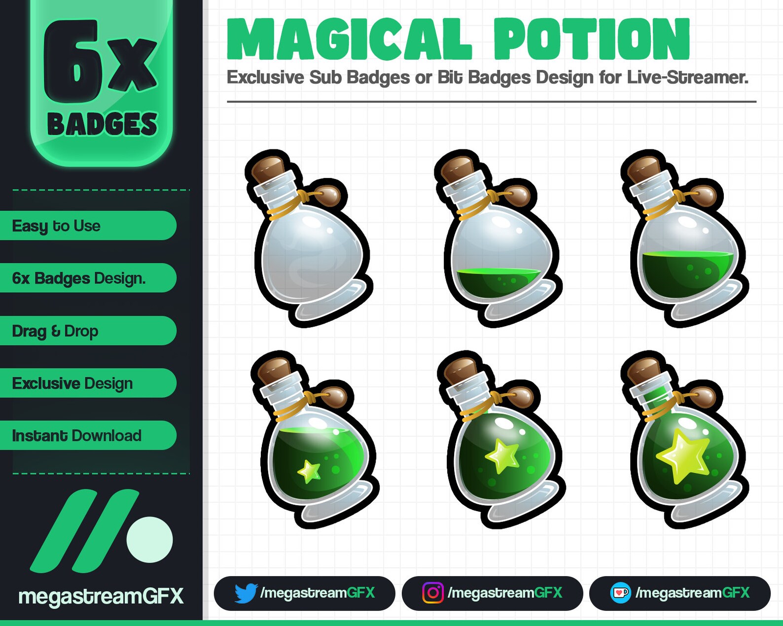 Magical Potion Badges Poison Sub Badges Potion Bottle Stream Badges ...