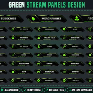Green Color Stream Pack | Professional Green Overlay | Twitch Overlay ...