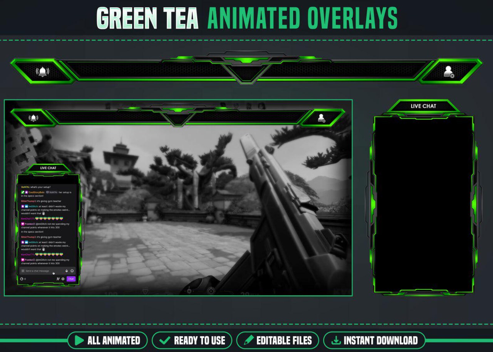 Green Theme Streaming Overlay Stream Overlays Package for Twitch ...