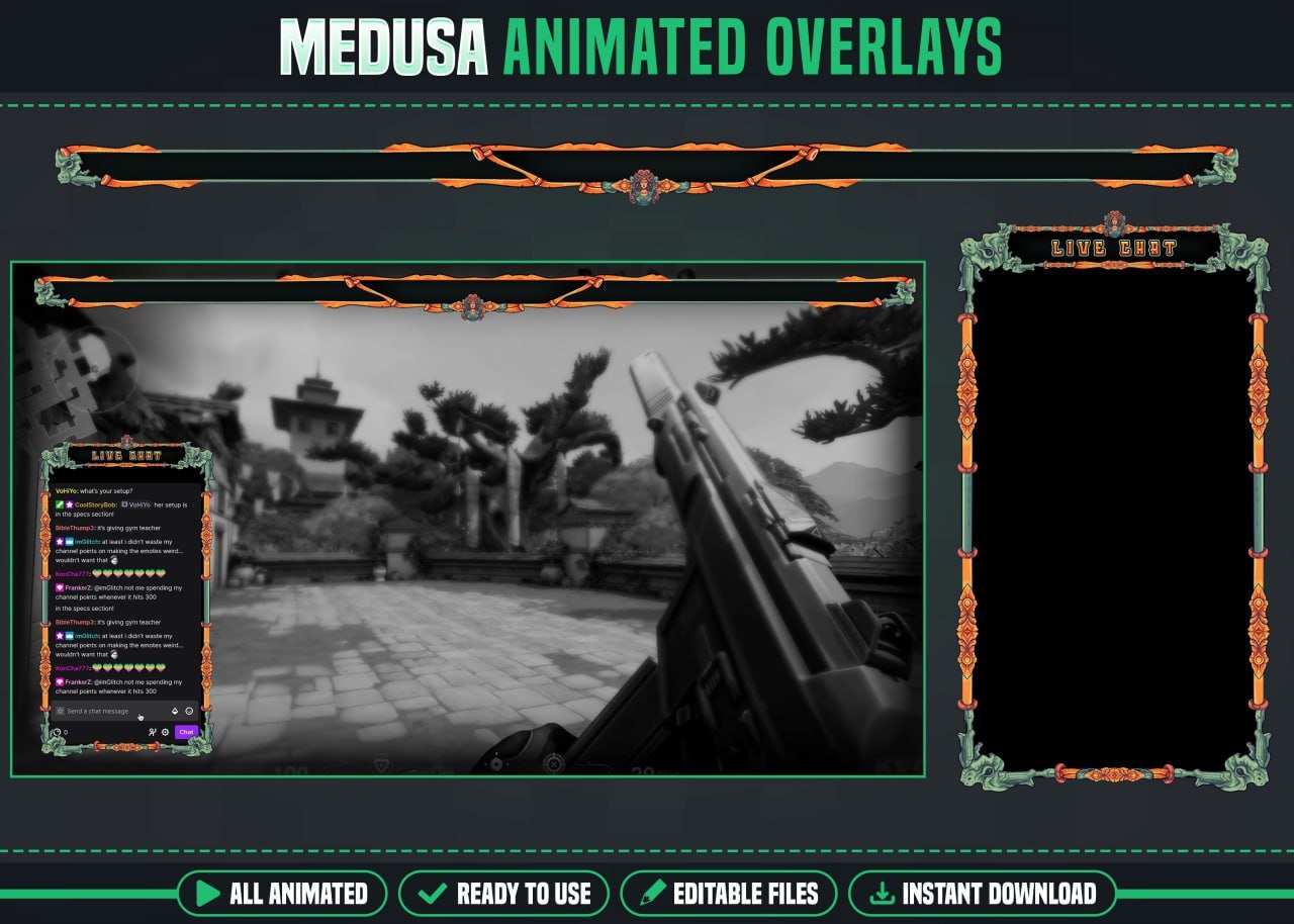 Mythology Medusa Stream Overlay Package Medusa Twitch Package Mythology ...