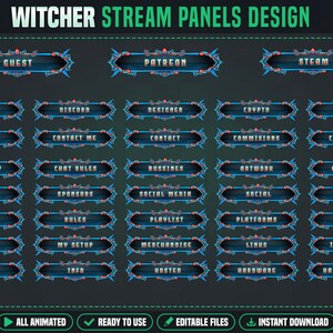 Witcher Stream Overlay Package Witcher Twitch Package Witcher Kick Overlay Horror Stream Overlay ...