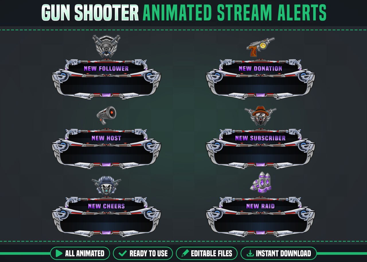 Gun Shooter Stream Overlay Package Gun Shooter Twitch Overlay Twitch ...