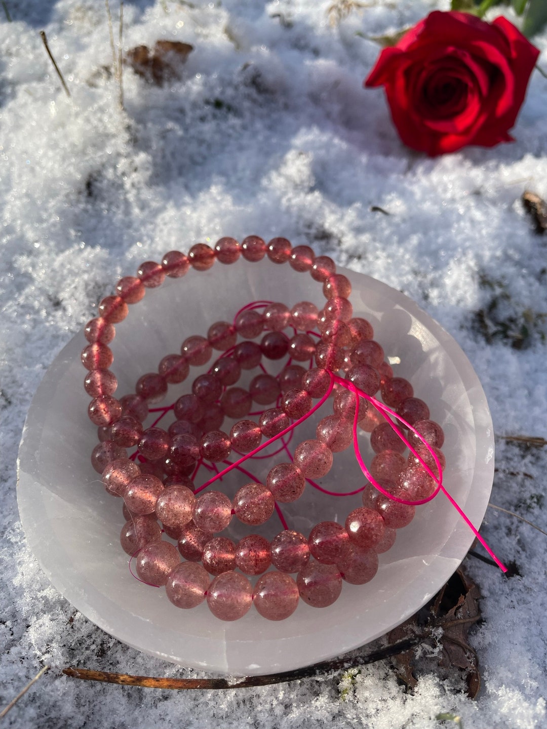 8mm Strawberry Quartz Bracelets - Etsy