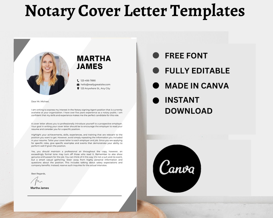 Notary Creative Cover Letter Template Loan Signing Agent Marketing CV ...