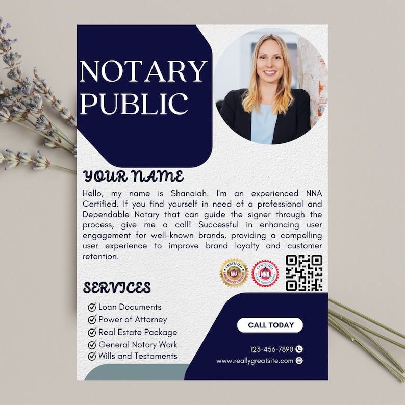 Notary Flyer, Notary Loan Signing Agents, Editable Notary Flyer, Canva ...