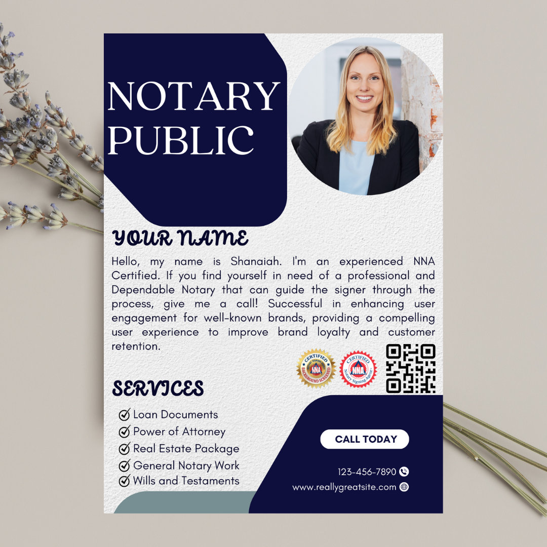 Editable Notary Public Flyer Template | Canva Design | Digital Download ...