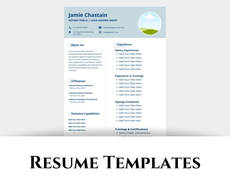 Notary Resume Template Loan Signing Agent Marketing Letter - Etsy