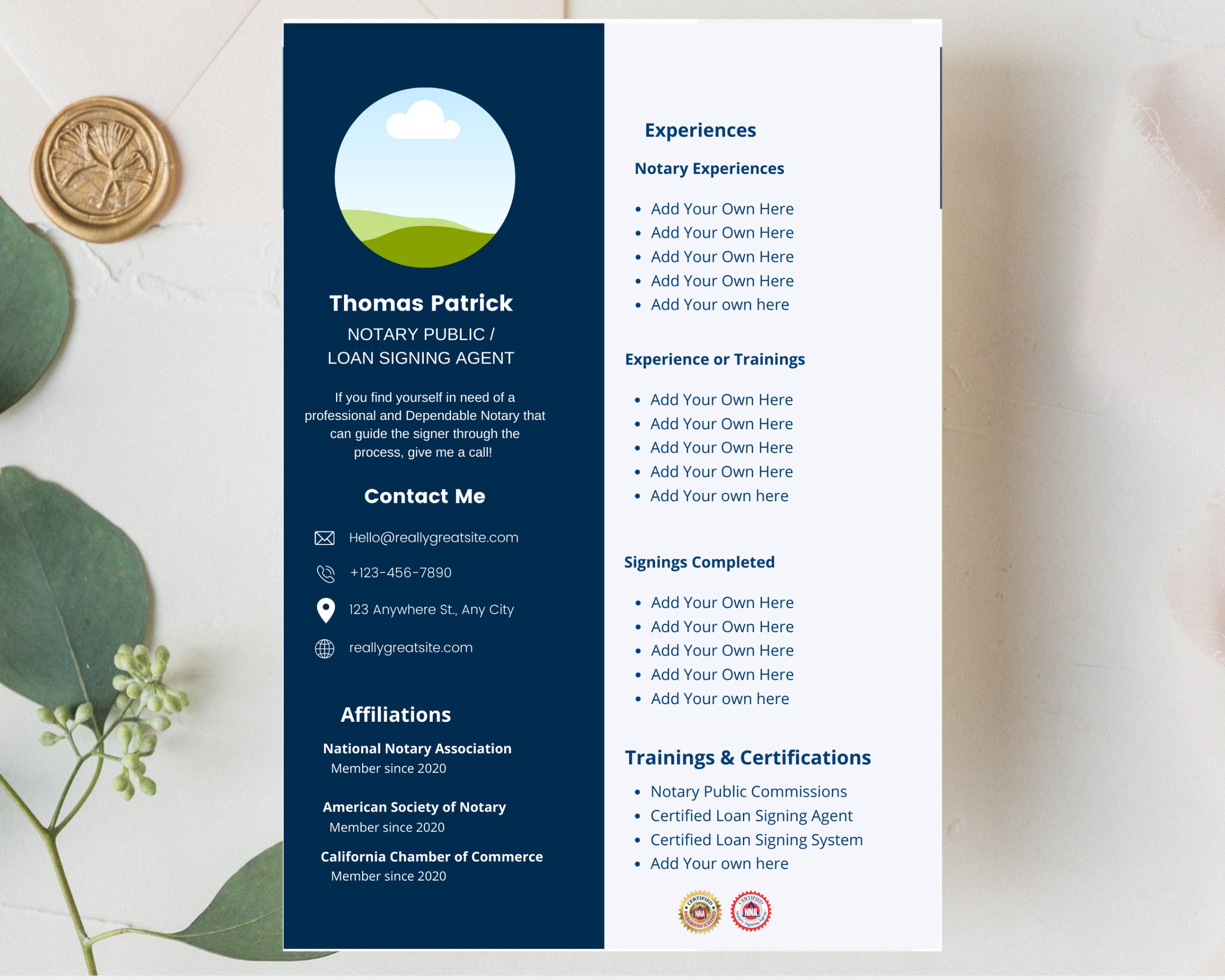 Notary Resume Template, Loan Signing Agent Marketing Letter, Notary ...