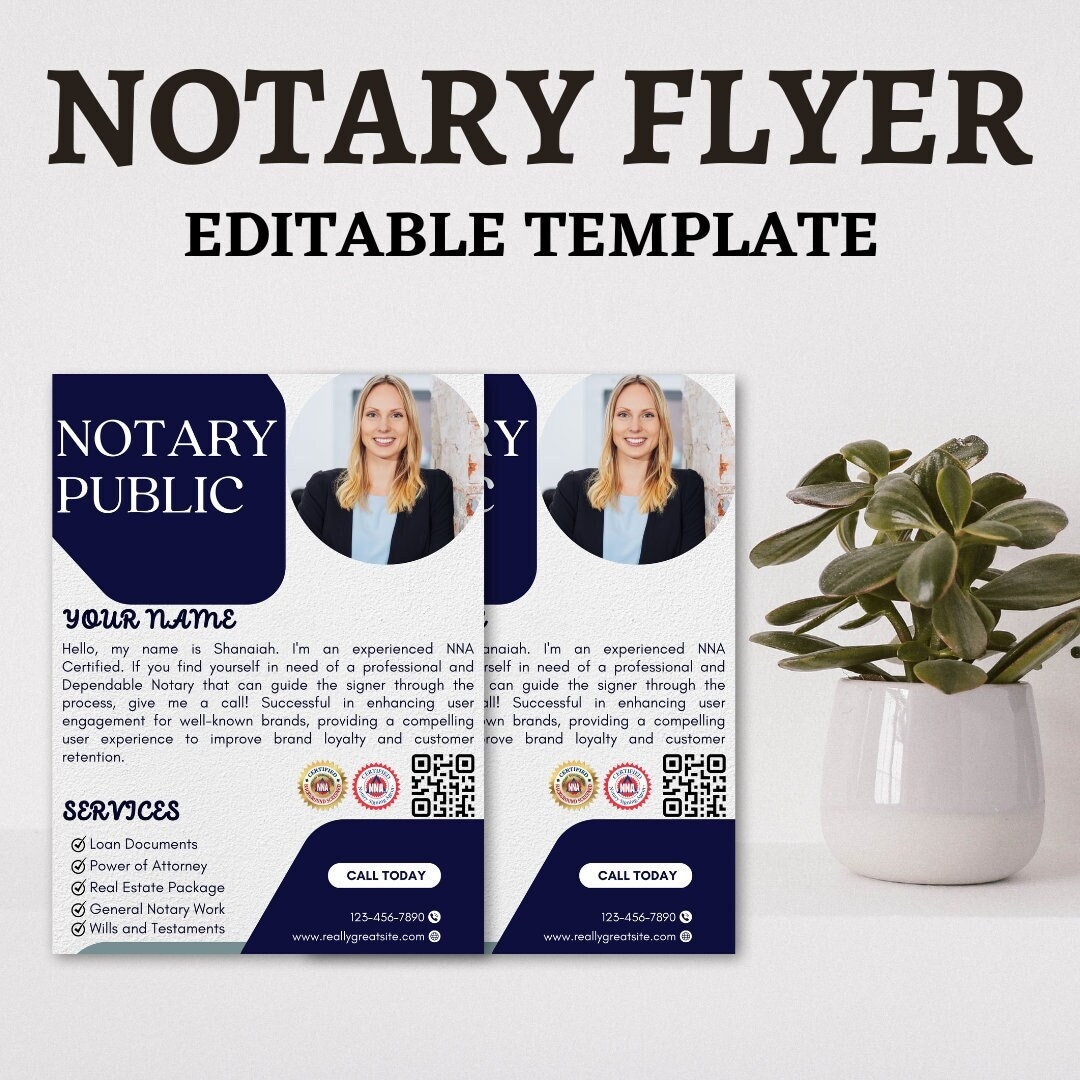 Editable Notary Public Flyer Template | Canva Design | Digital Download ...