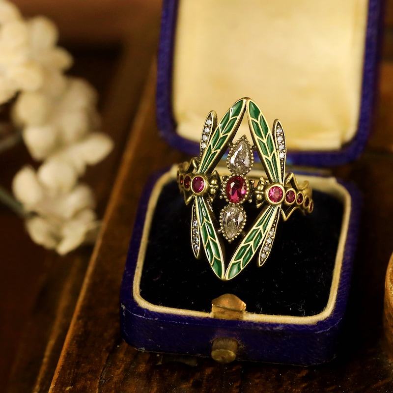 Brass Ruby Ring Antique - Etsy UK